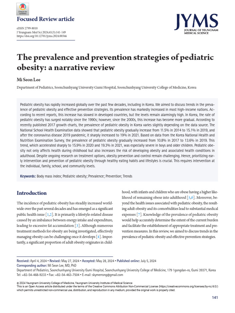jyms-2024-00346 | PDF | Obesity | Childhood Obesity