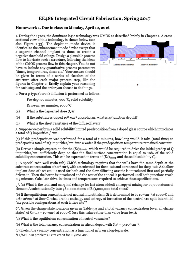 hw1 2017 | PDF | Doping (Semiconductor) | Condensed Matter Physics
