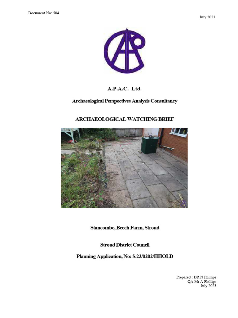 584: Stancombe, Beech Farm, Stroud. Watching Brief, APAC LTD | PDF ...