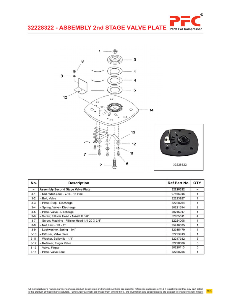 Second Stage Valve Plate Assembly Parts | PDF | Screw | Washer (Hardware)