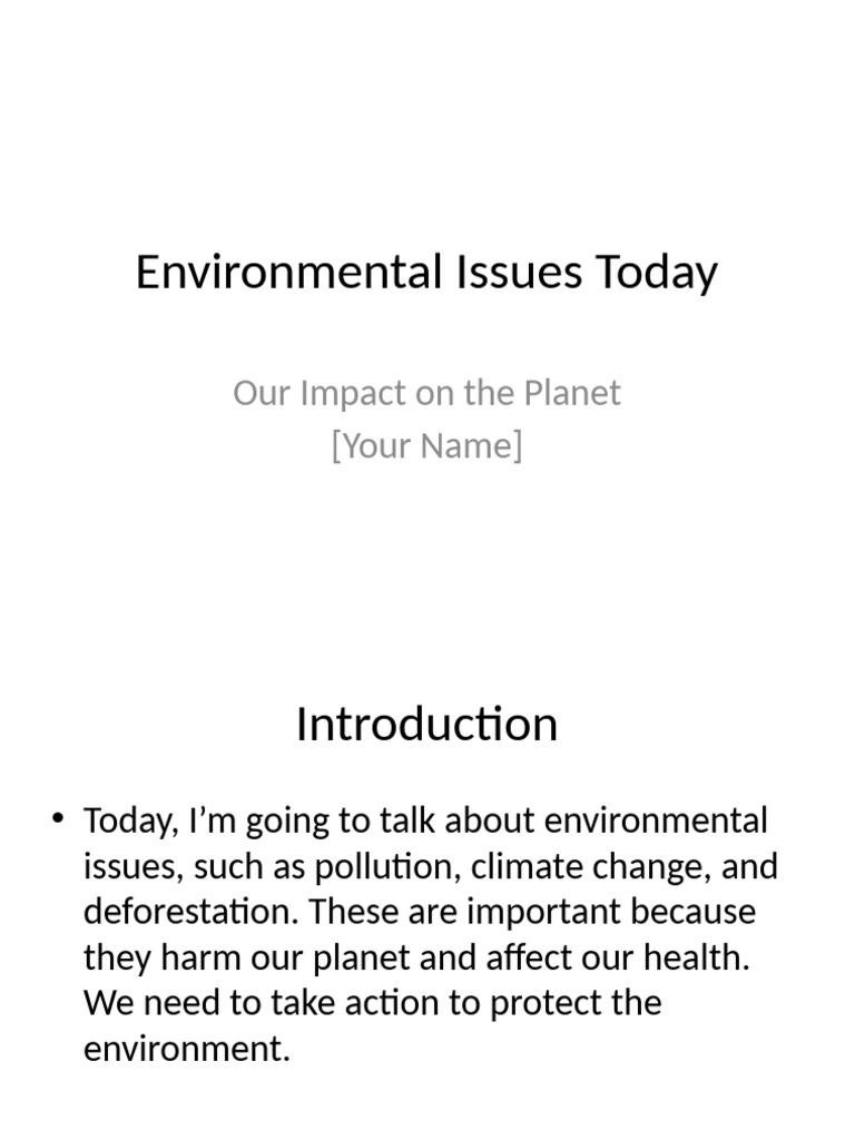 Environmental Issues Presentation With Placeholders | PDF | Science ...