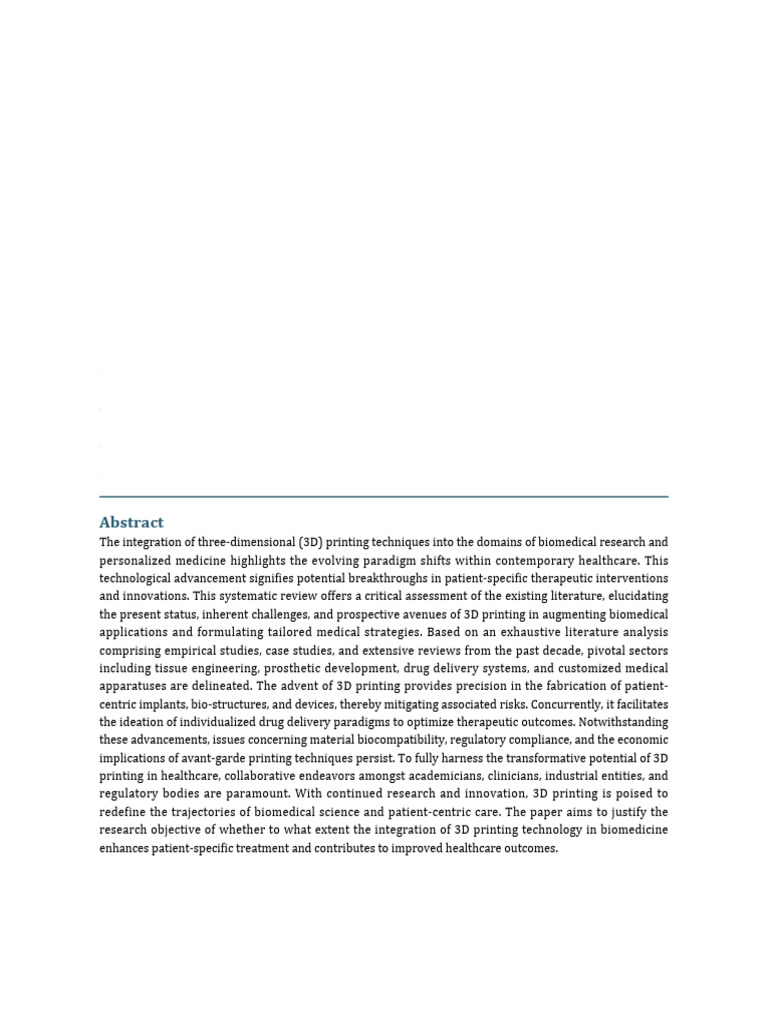 3D Printing in Biomedicine Advancing Personalized Care Through Additive ...