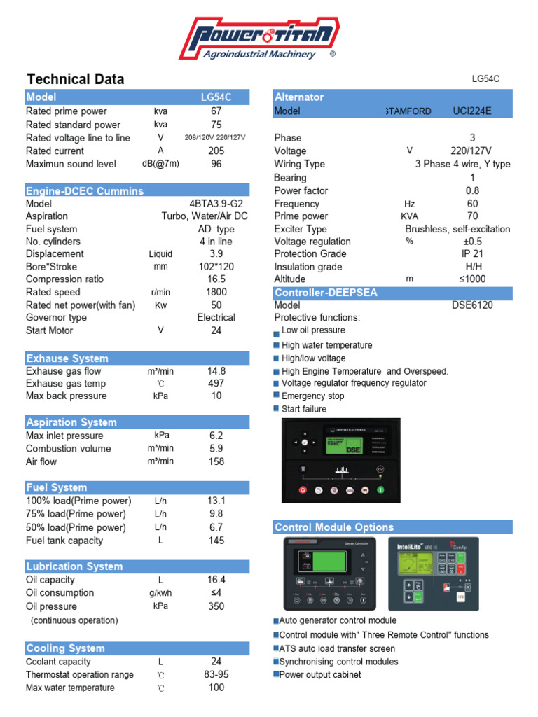 Ficha tecnica LG54C | PDF | Engines | Power (Physics)