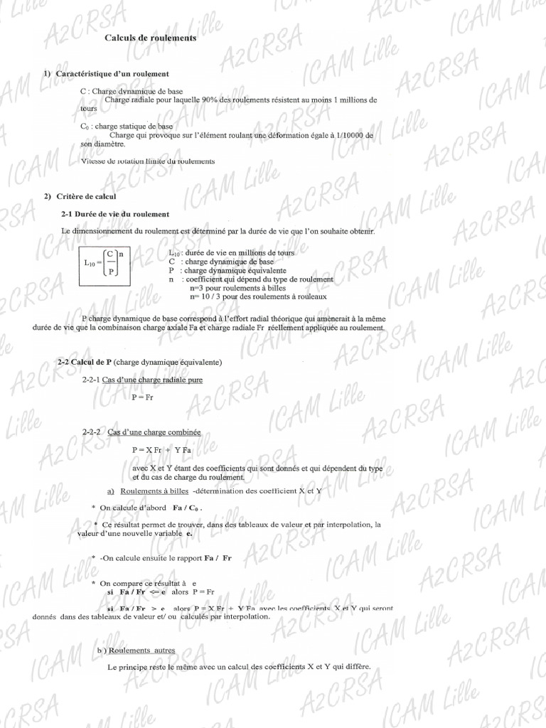 Calcul Roulements - Cours | PDF