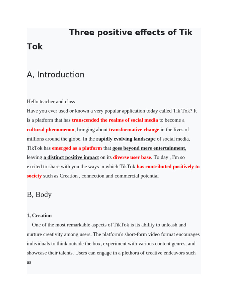 Three Positive Effects of Tik Tok | PDF | Social Media | Popular ...