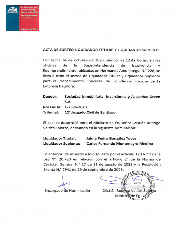 aCTA SORTEO LIQUIDADOR | PDF