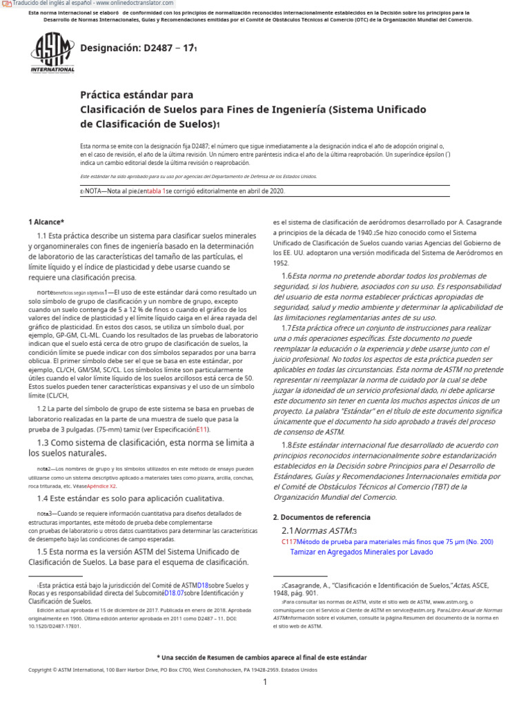 ASTM D2487-17e1.es | PDF | Laboratorios | Estandarización