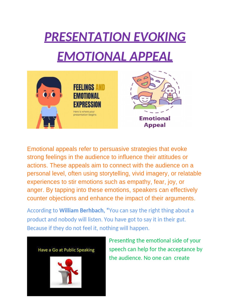 Presentation Evoking Emotional Appeal1 | PDF | Emotions | Storytelling
