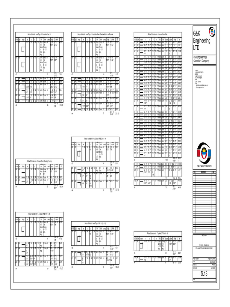 Crump's Residence - Foundation Rebar Schedule | PDF | Building ...