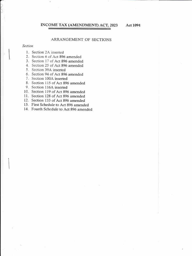 Income Tax Amendment Act 2023 Overview | PDF | Lottery | Money