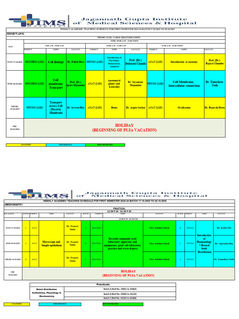 Jimsh-Wap 01-1ST Yr - (17-10-2023 To 20-10-2023) | PDF | Anatomy ...
