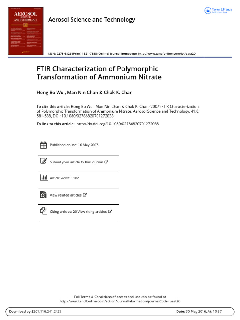 FTIR Analysis of Ammonium Nitrate Phases | PDF | Infrared Spectroscopy ...
