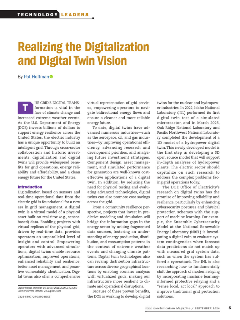 Realizing The Digitalization and Digital Twin Vision Technology Leaders ...