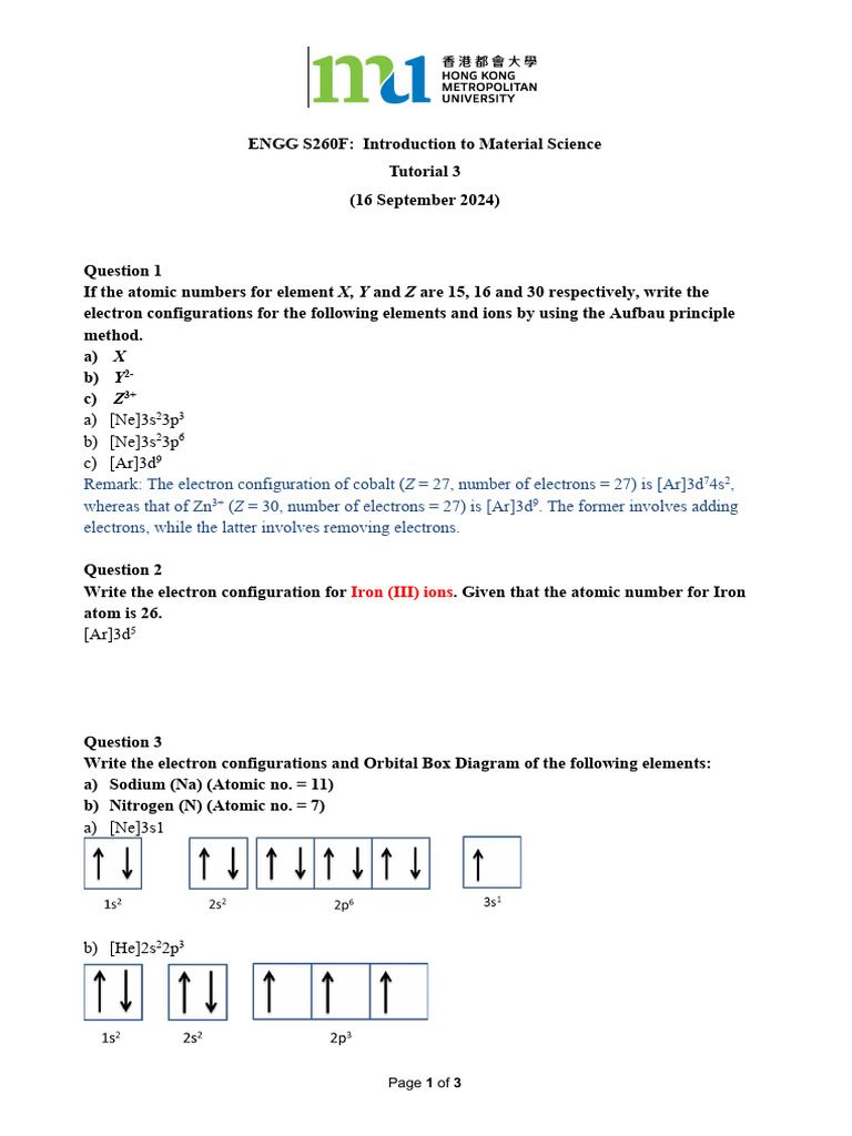 Tutorial 3 - Solution | PDF | Science & Mathematics