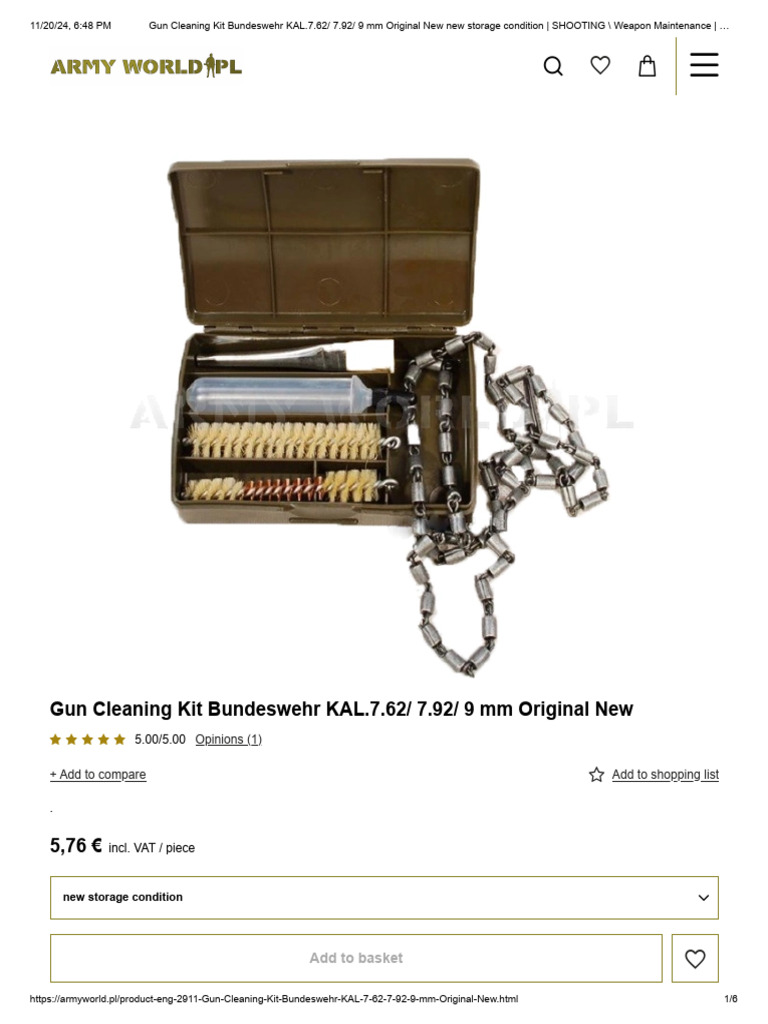 Gun Cleaning Kit Bundeswehr KAL.7.62_ 7.92_ 9 mm Original New new ...