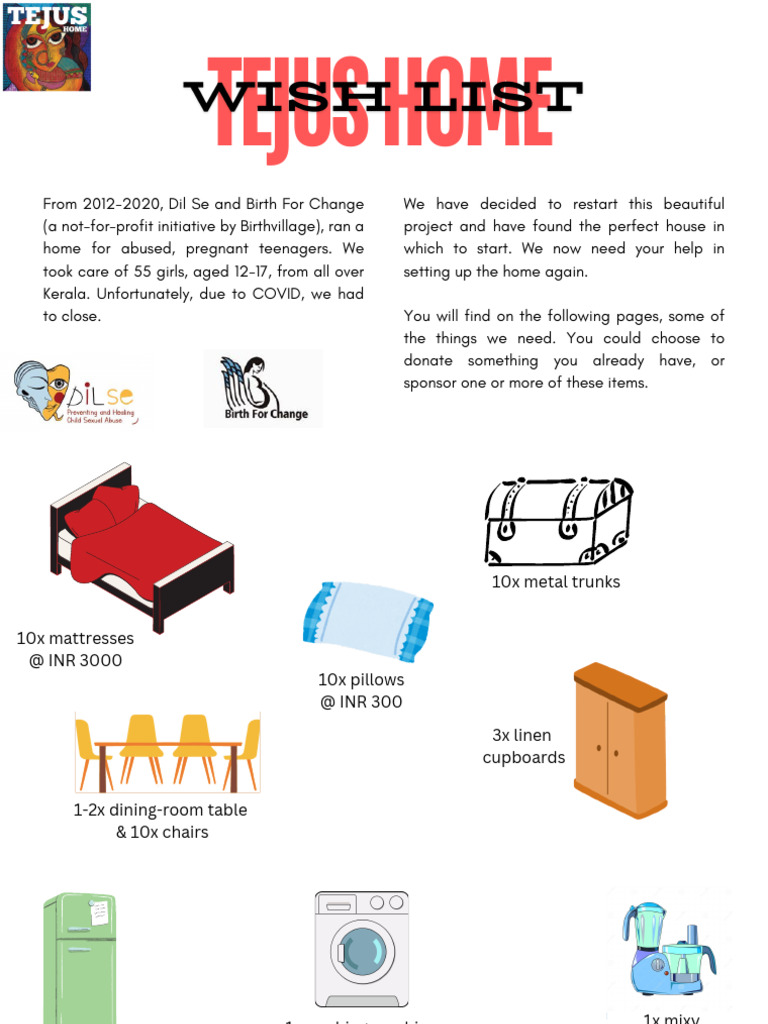 Tejus Home Set-Up WISH LIST | PDF