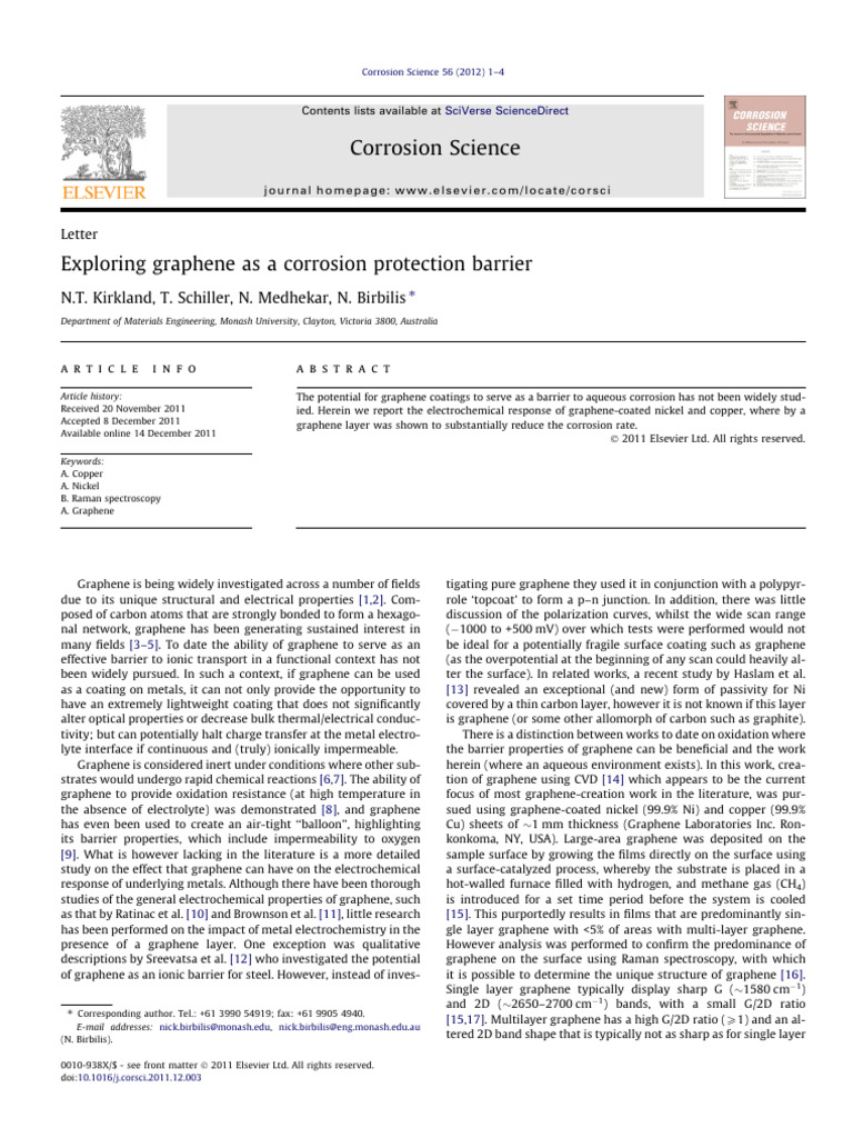 Exploring Graphene As A Corrosion Protection Barrier | PDF | Graphene ...