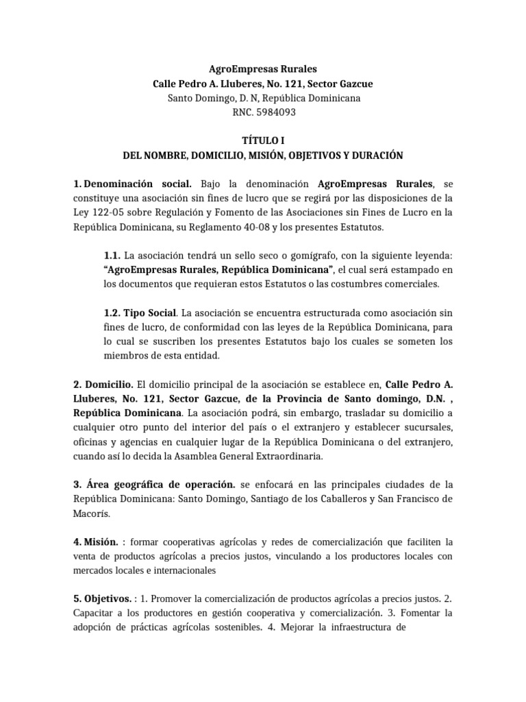 Modelo Estatutos ASFL | PDF | Liquidación | Cooperativa