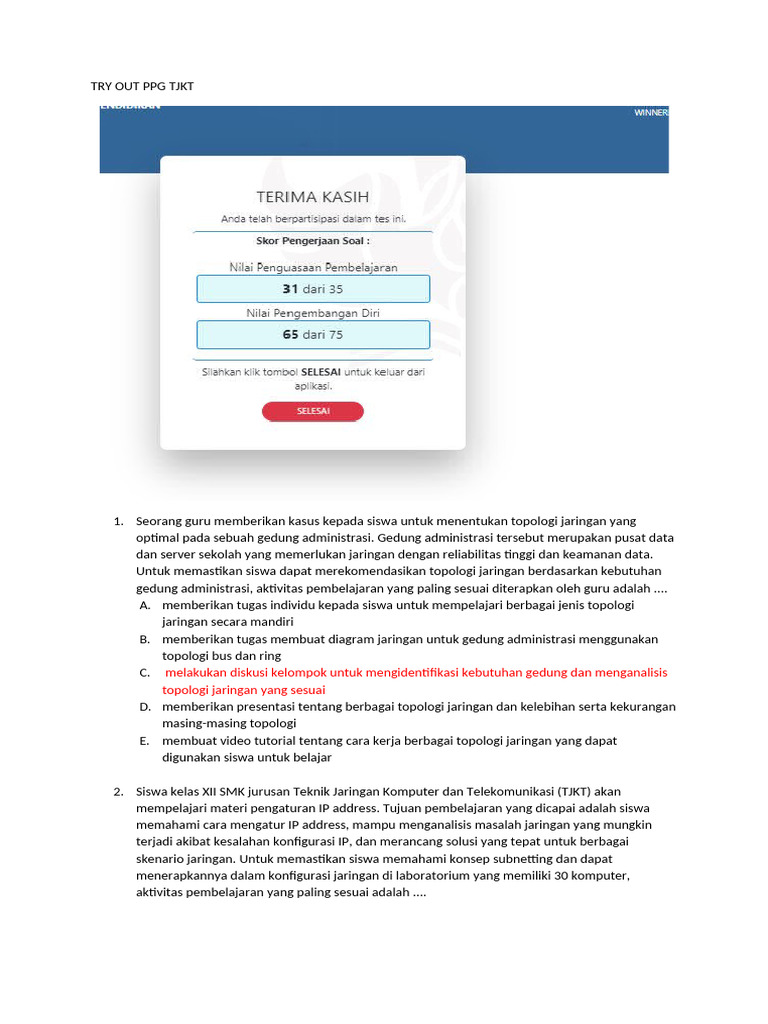 Try Out Ke 2 PPG 2024 | PDF | Teknologi & Rekayasa