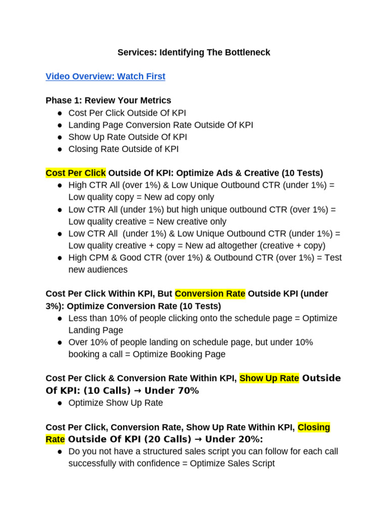 Services - Identifying The Bottleneck | PDF | Finance & Money Management