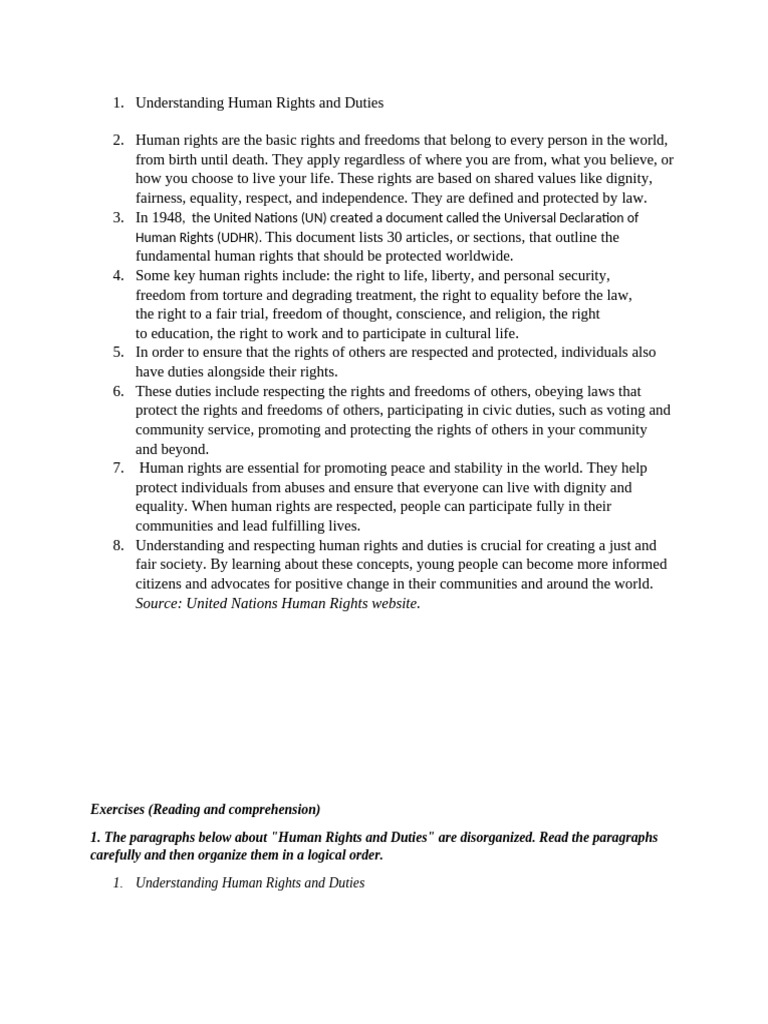 HR-reading and Comprehension | PDF | Human Rights | Rights