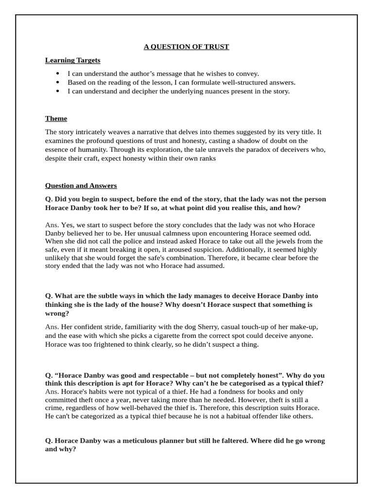 A Question of Trust | PDF | Theft | Crimes