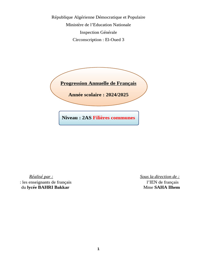 Progression Annuelle 24-25-2AS - Fil - Com. | PDF | Pédagogie