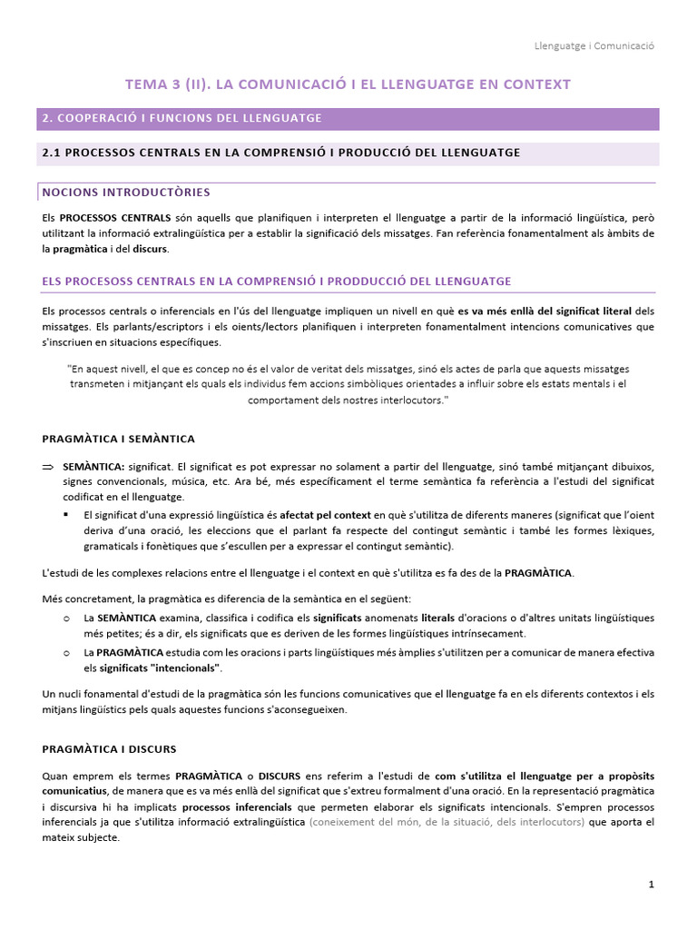Tema 3 (II) - Llenguatge I Comunicació | PDF