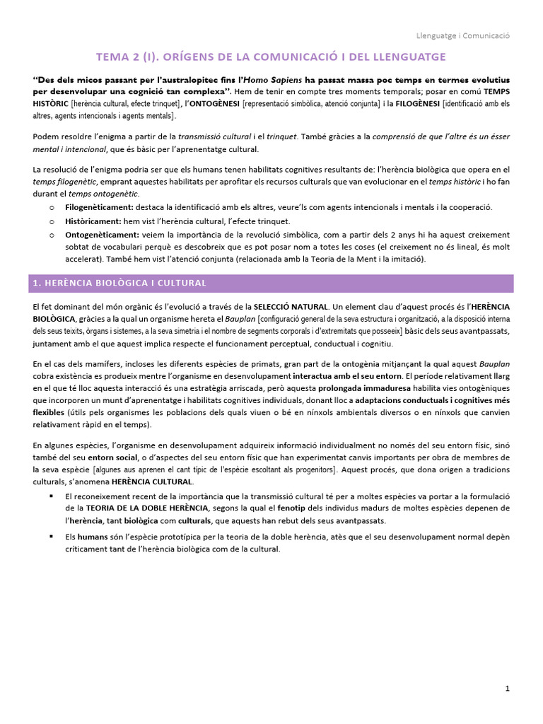 Tema 2 (I) - Llenguatge I Comunicació | PDF