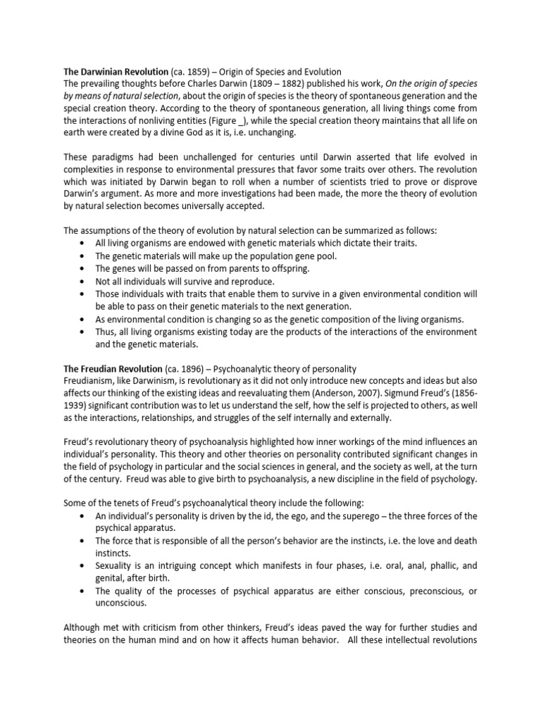 Darwinian Freudian Revolution | PDF | Id | Sigmund Freud