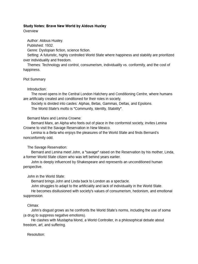 Analysis of Mustapha Mond in Huxley's World | PDF | Social Science