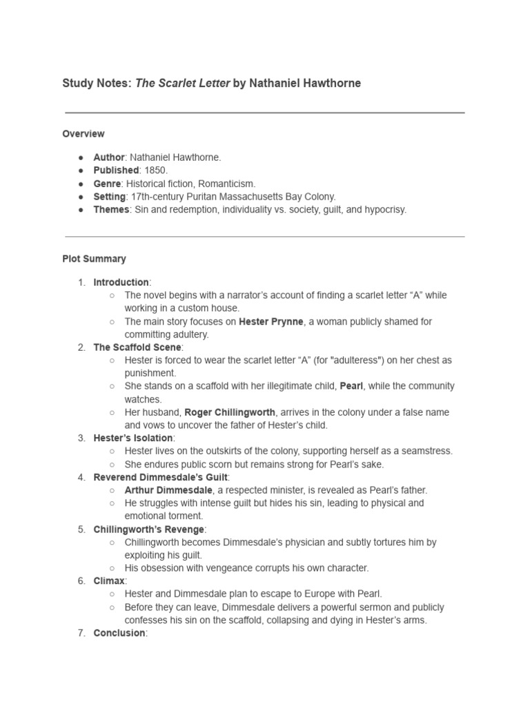 The Scarlet Letter: Themes & Analysis | PDF | The Scarlet Letter
