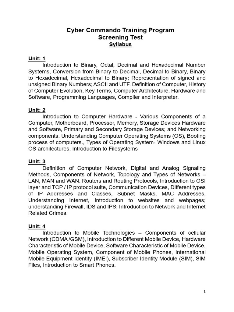Cybersecurity Training Syllabus | PDF | Computer Network | Ip Address