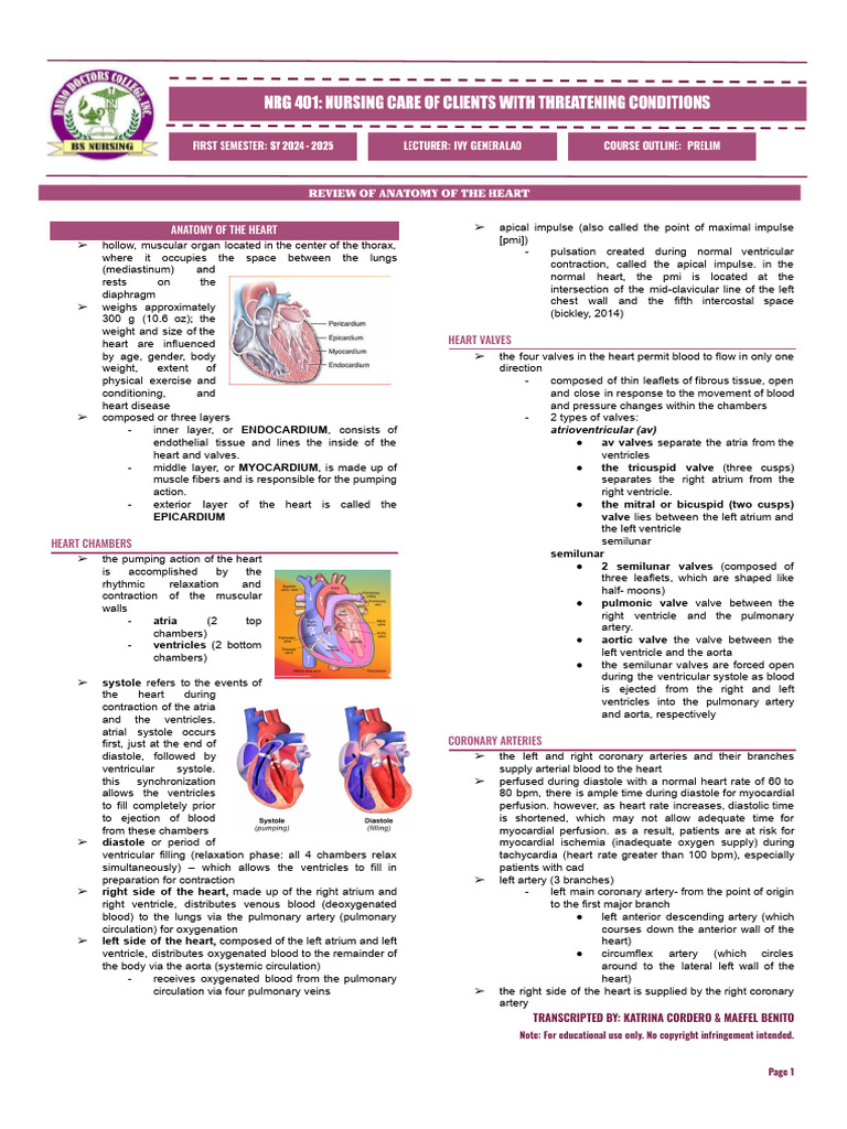 NRG 401 Lec - Review of Anatomy of THR Heart 8 | PDF | Heart Valve | Heart