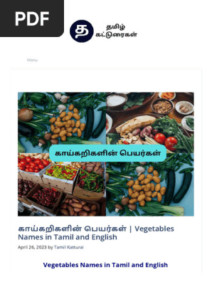 Green Vegetables Names In Tamil