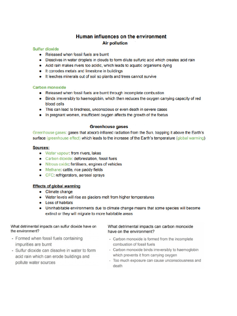 Human Influences On The Environment | PDF