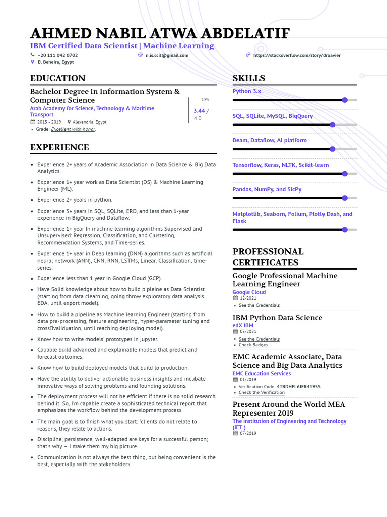 CV Data Scientist Machine Learning Deep Learning | PDF | Machine ...