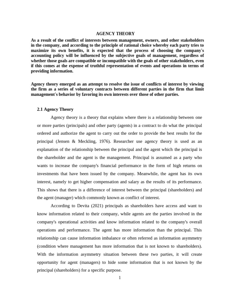 Agency theory | PDF | Free Cash Flow | Interest