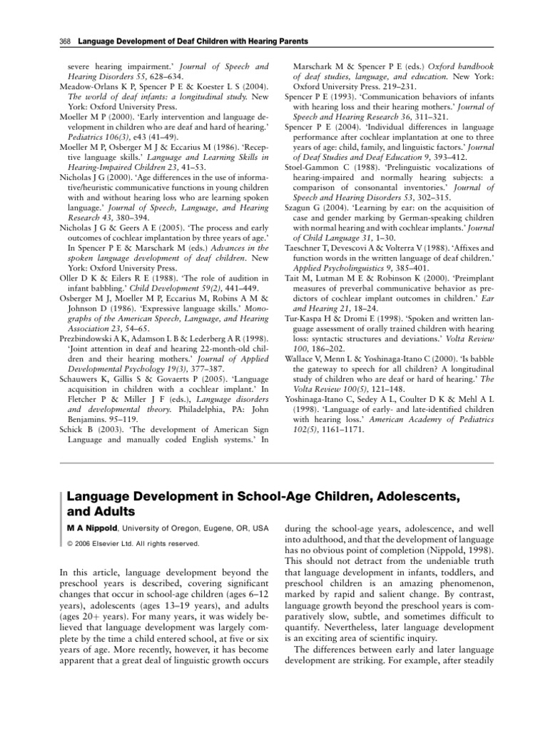 Language Development in Deaf Children | PDF | Hearing Loss | Language ...