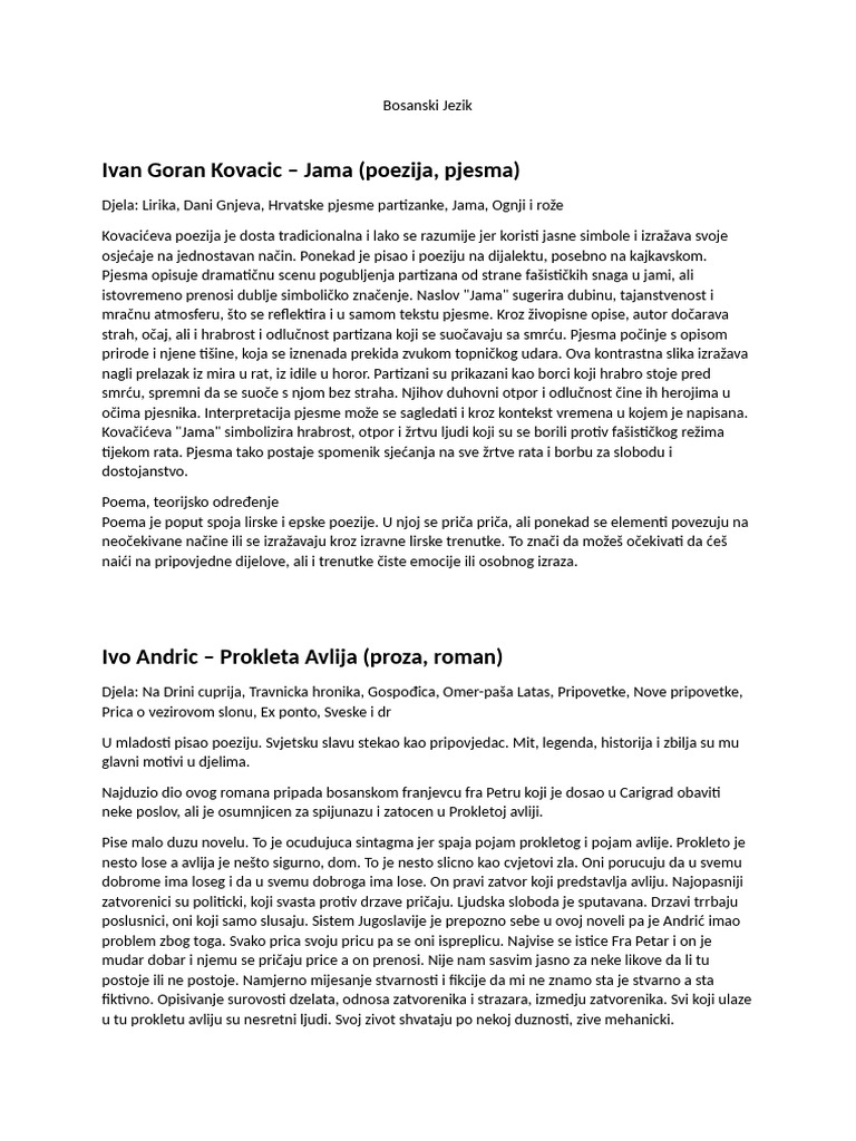 Bosanski, Ocjena Drugo Odgovaranje | PDF