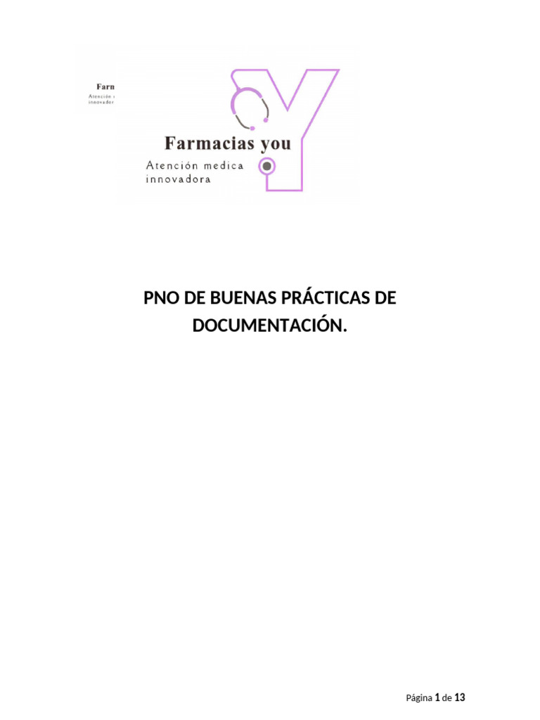 2 Pno de Buenas Prácticas de Documentación | PDF | Farmacia | Sistema de manejo de calidad
