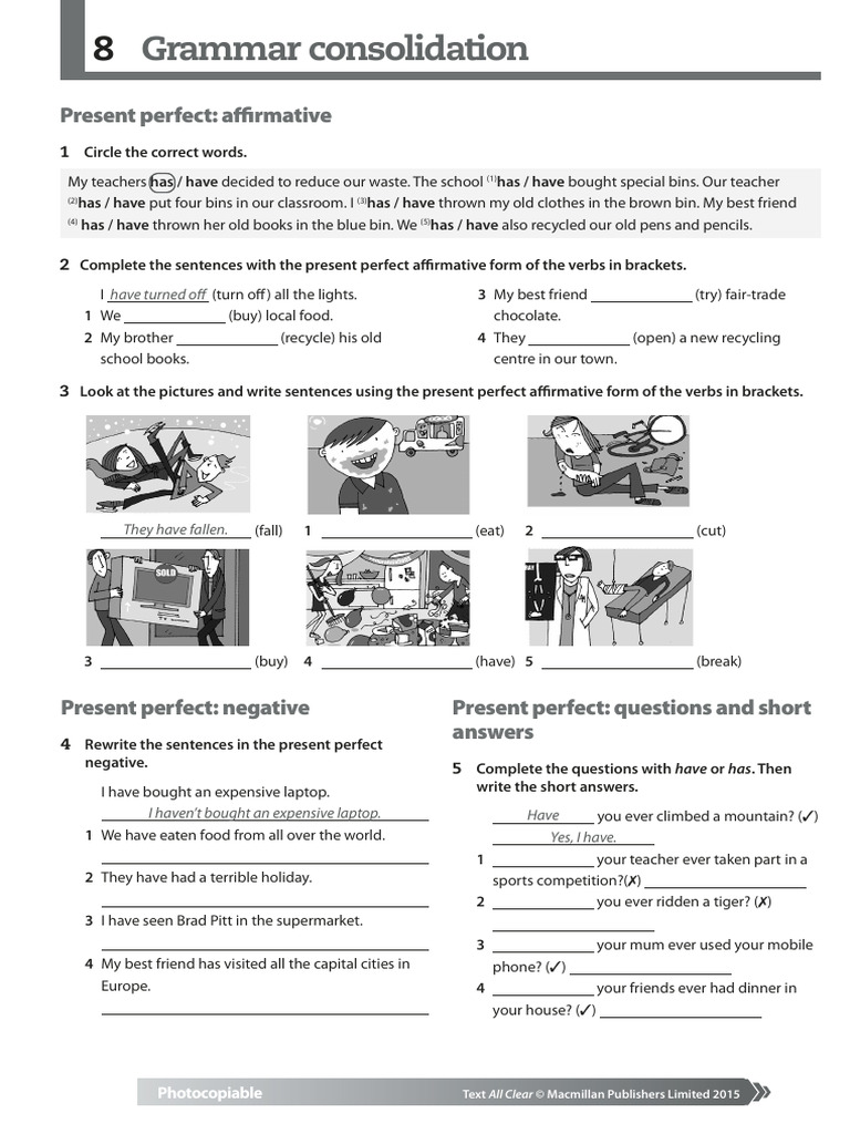 All Clear 2 Present Perfect | PDF | Linguistics | Grammar