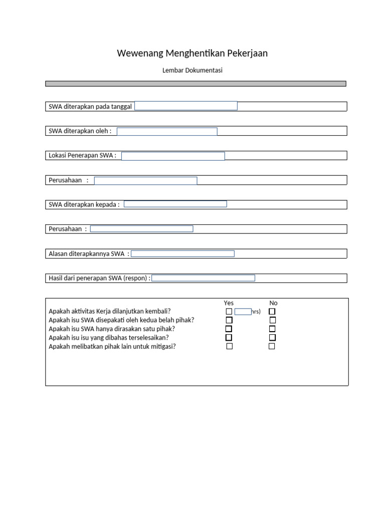 Formulir Penghentian Kerja | PDF | Karier & Perkembangan