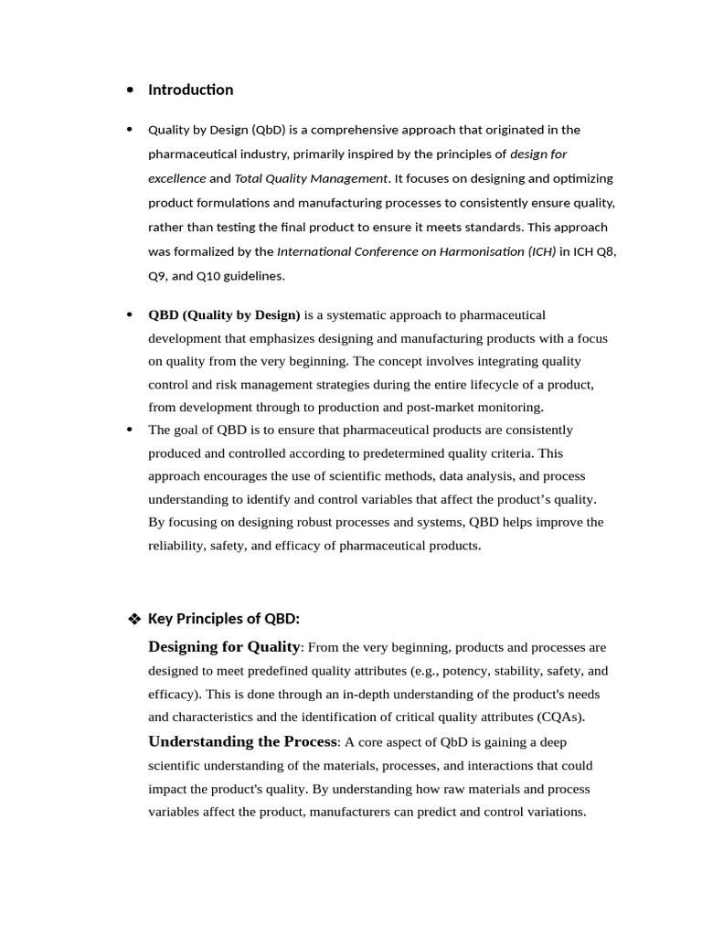 QBD notes | PDF | Risk Management | Patient Safety