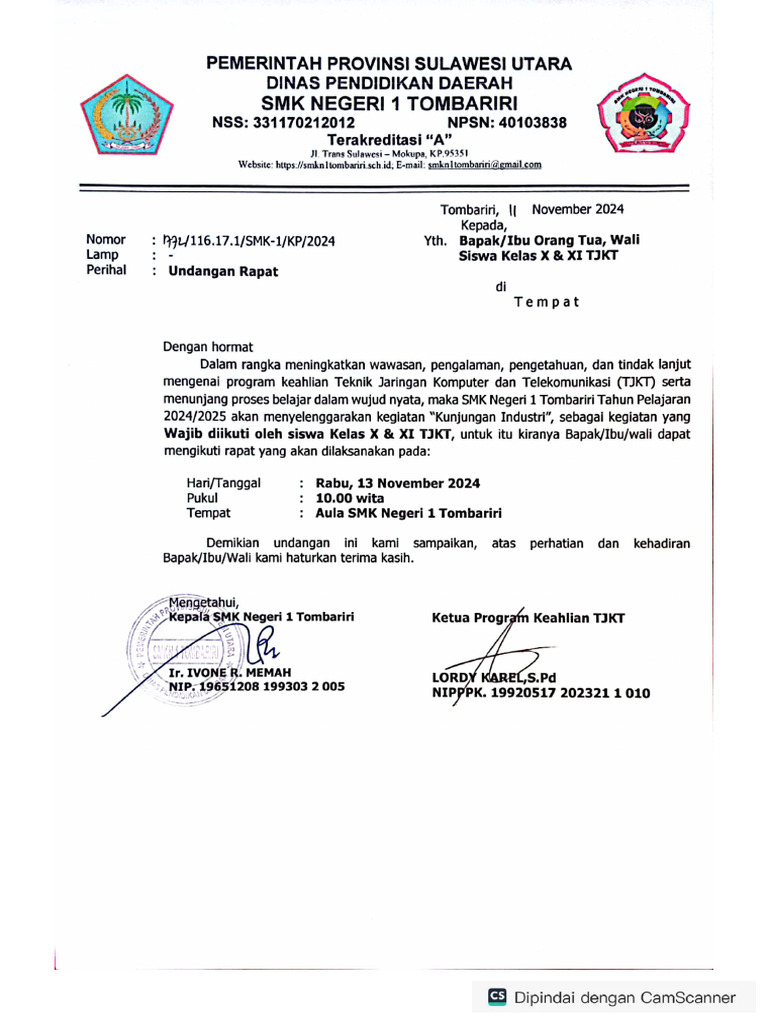 Undangan Rapat TJKT | PDF