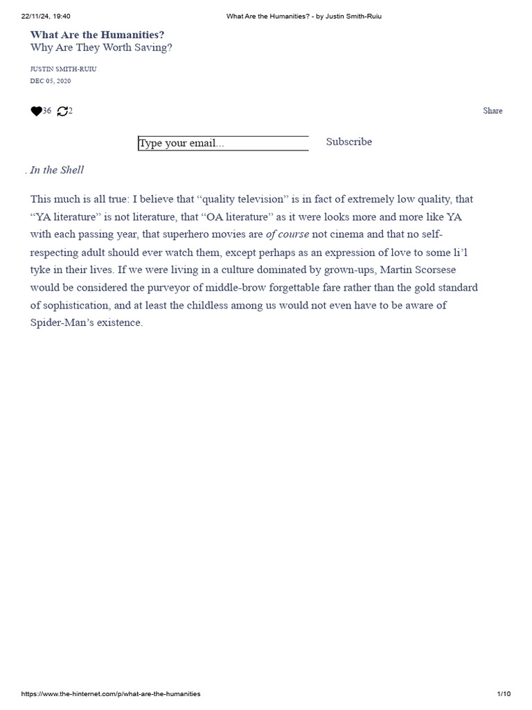 What Are The Humanities - by Justin Smith-Ruiu | PDF | Phenomenology ...