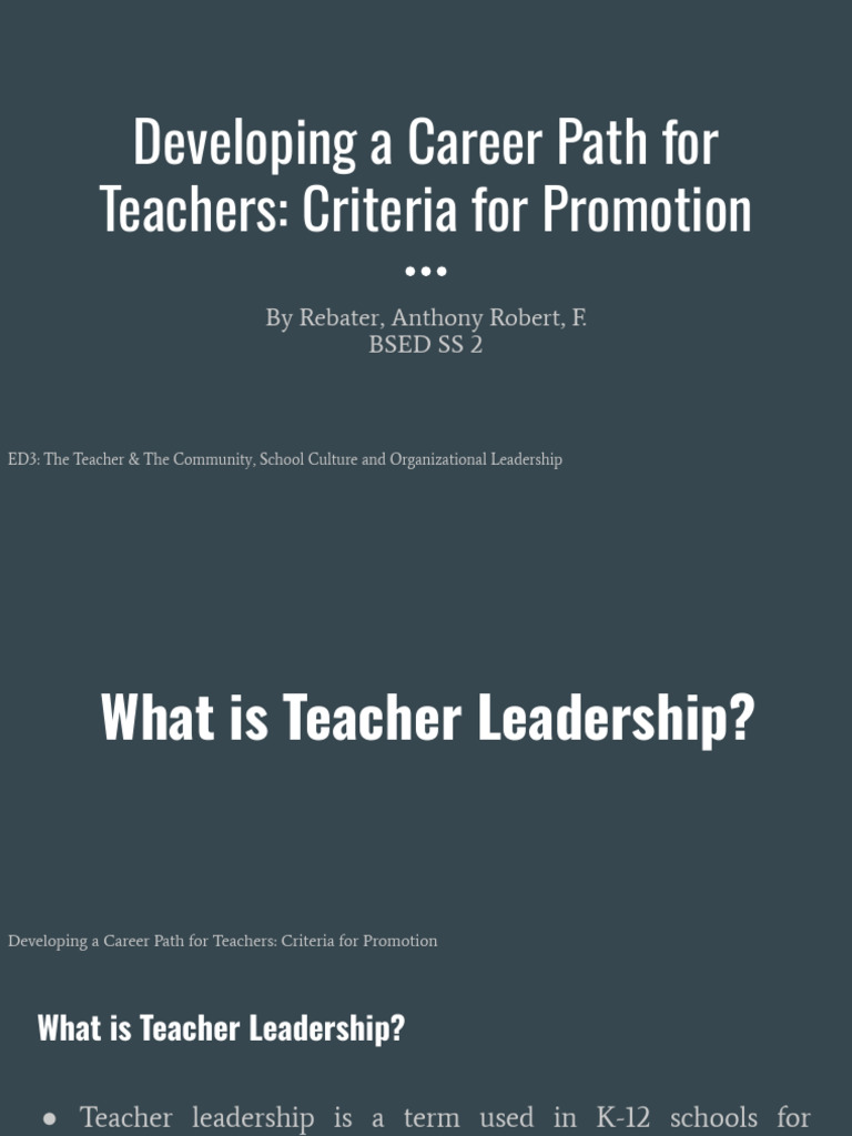 Teacher Career Path & Promotion Criteria | PDF | Teachers | Cognition