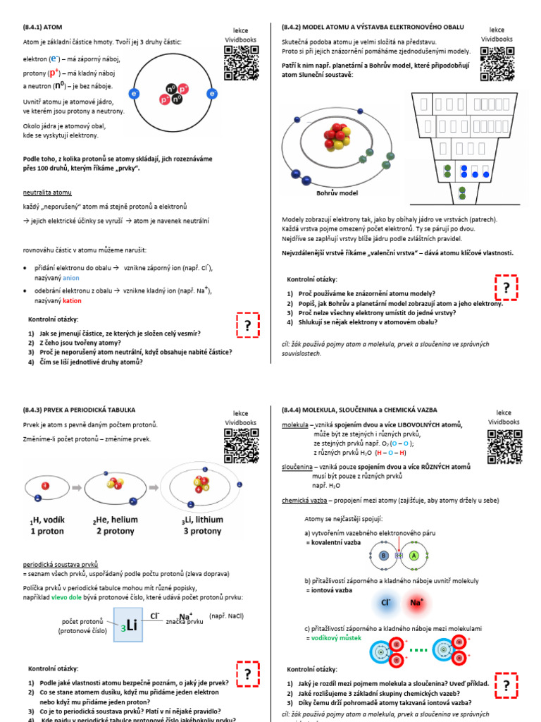 (8.4.1-8.4.4 Záp) Atom, Skladba Obalu, Prvek A Vazba | PDF