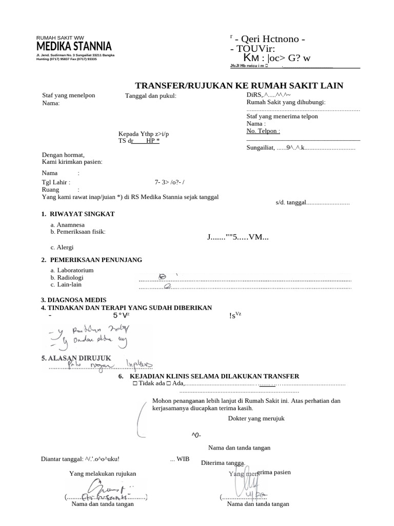 Formulir Rujukan Pasien Rumah Sakit | PDF