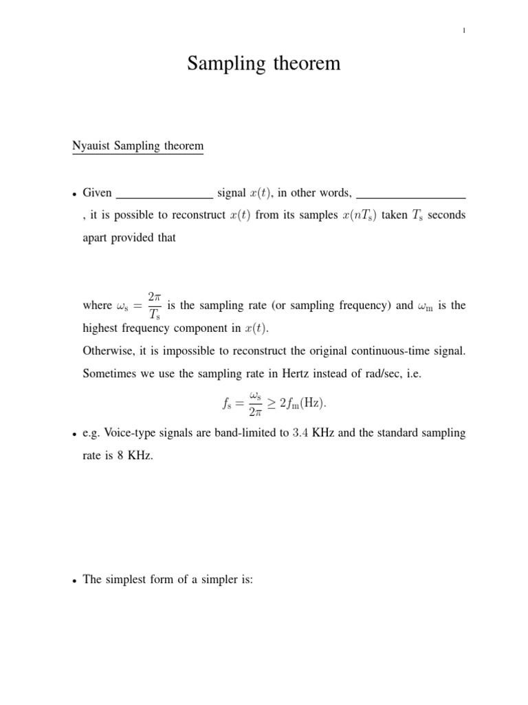 04-0 Sampling Theorem | PDF